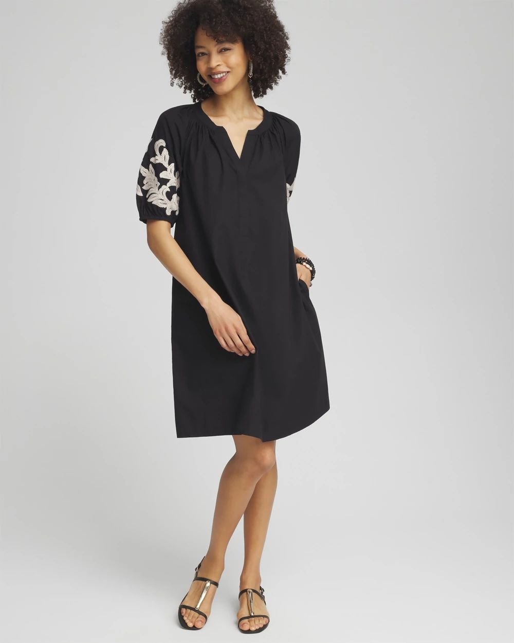 Poplin Embroidered Midi Dress | Chico's Poplin Embroidered Midi Dress | Chico's